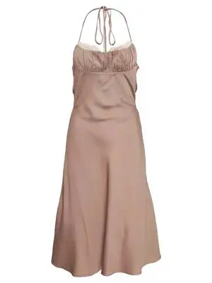 KENZIE KLAMBIE Halterneck Lace-trim Midi Dress - Pink