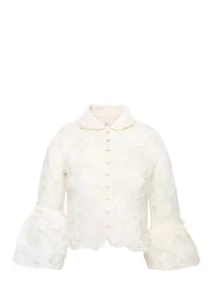 KENZIE KLAMBIE Lace Bell-sleeve Blouse - Neutrals