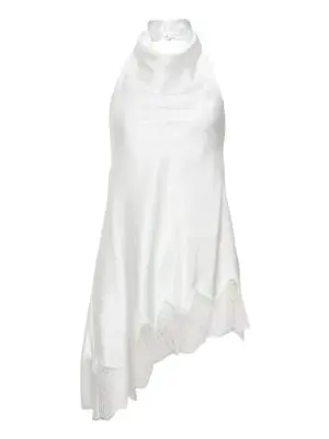 KENZIE KLAMBIE Lace-trim Halterneck Top - White