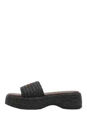 Bimba Y Lola Raffia Platform Sandals - Black