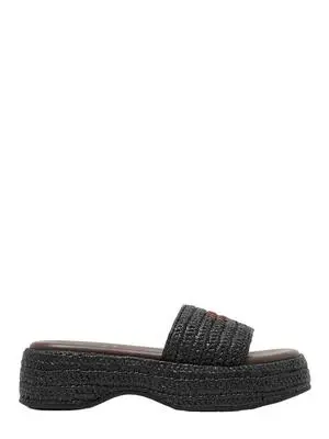 Bimba Y Lola Raffia Platform Sandals - Black