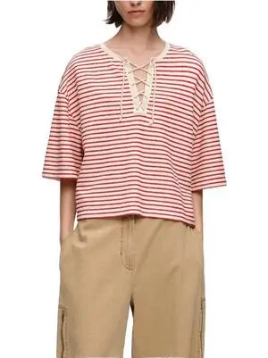 Bimba Y Lola Cotton T-shirt With Corset Detail - Red