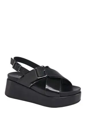 J/SLIDES NYC Bin Leather Platform Sandals - Black