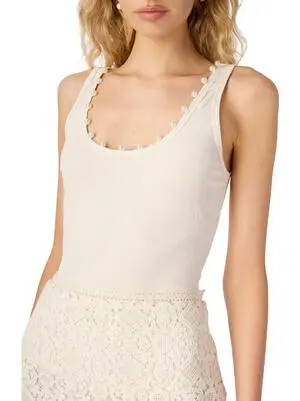 Cami Nyc Perrie Faux Pearl Rib Tank - Ceramic