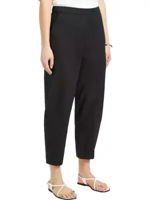 ELENA MIRÒ Tapered Cropped Trousers - Black