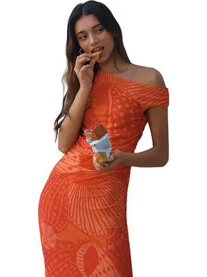 Farm Rio Off-the-shoulder Midi Dress - Shell Mix