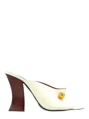 LANVIN Leather Heeled Mules - Cream