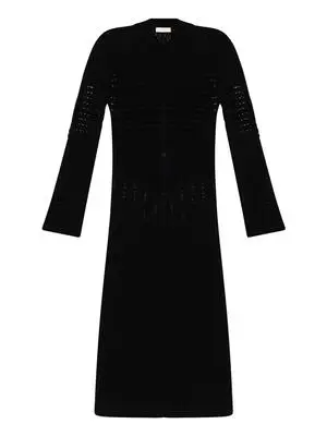 AKEP Long-sleeve Openwork Knit Cardigan - Black