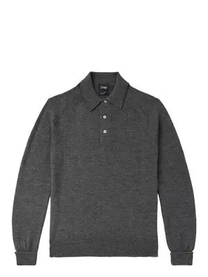 DRAKE'S Wool Polo Shirt - Gray