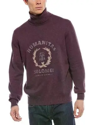 Brunello Cucinelli Emblem-detail Roll-neck Sweater - Brown