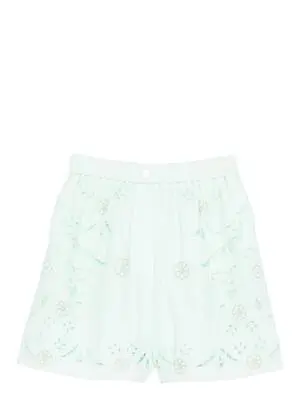 FORTE_FORTE Embroidered Cotton Shorts - Sky Blue