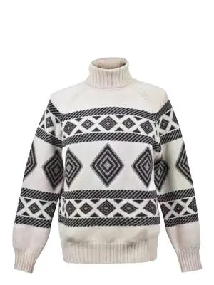 Brunello Cucinelli Patterned Turtleneck Sweater - Neutrals