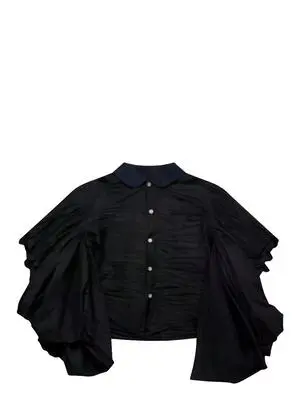 COMME DES GARÇONS TAO Ruched Peter Pan-collar Shirt - Black