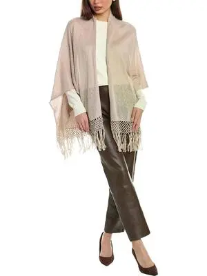 Brunello Cucinelli Knitted Shawl With Sequin Embellishment And Fringe - Neutrals