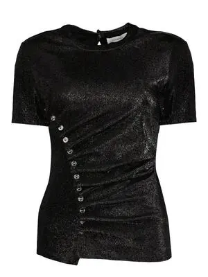 Rabanne Draped Press-Stud Top Black