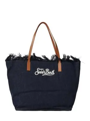 MC2 SAINT BARTH MC2 Saint Barth Cotton Blend Shoulder Bag With Logo And Fringe Blue 1