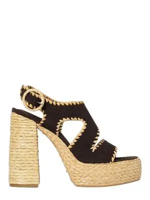 PALOMA BARCELO Braided Platform High Heel Sandals - Brown