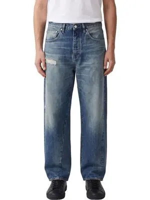 SUNFLOWER Distressed Denim Wide-leg Jeans - Blue