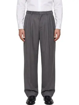 SUNFLOWER Striped Wool Wide-leg Trousers - Grey