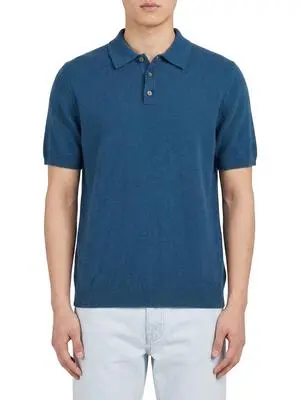ROBERTO COLLINA Cotton Blend Polo Shirt - Blue