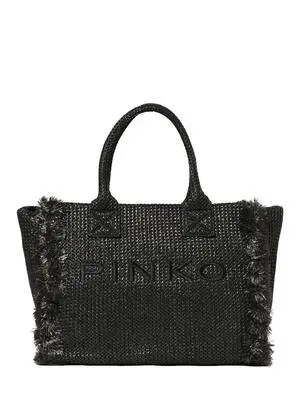 Pinko Raffia Tote Bag - Black