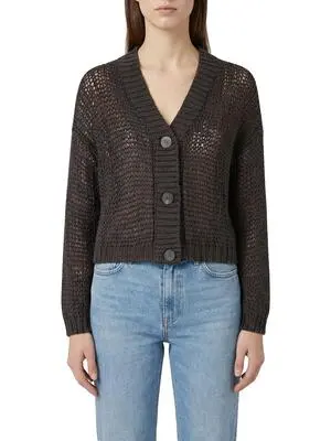 ROBERTO COLLINA V-neck Cardigan - Brown