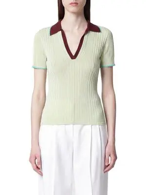 ROBERTO COLLINA Viscose Knit Polo Shirt - Green