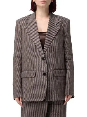 ALYSI Striped Blazer - Brown