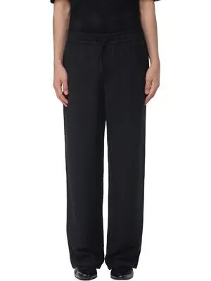 Ami Wide Leg Drawstring Trousers - Black