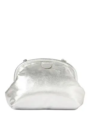 Stella McCartney Stella McCartney Laminated Faux Leather Clutch Silver