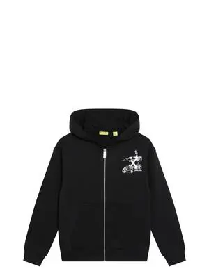 OFF-WHITE™ Cotton Zip Hoodie With Logo Prints - Black