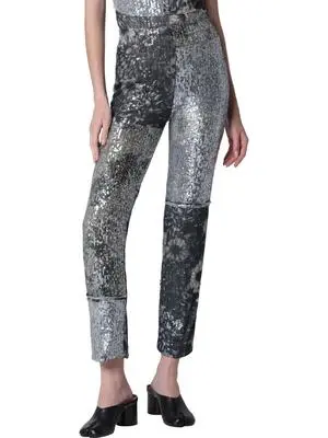 MAISON MARGIELA Floral Sequin Patchwork Trousers Multicolor