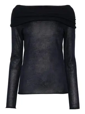 ROBERTO COLLINA Off-the-shoulder Semi-sheer Sweater - Blue