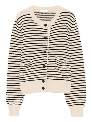 ROBERTO COLLINA Striped Cotton Cardigan - Nude & Neutrals