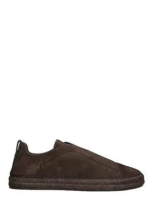 Zegna X3 Triple Stitch Suede Espadrilles - Dark Brown