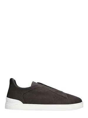 Zegna X3 Triple Stitch Woven Trainers - Dark Brown