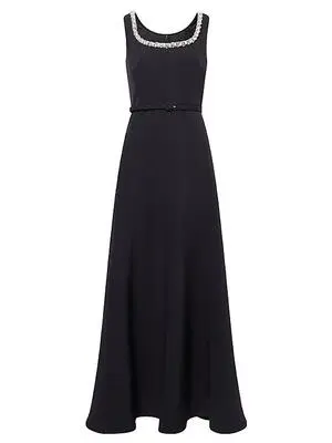 Roland Mouret Pearl-embellished Woven Midi Dress - Black