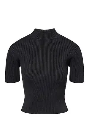 CFCL High-neck Ribbed Knit Top - Black