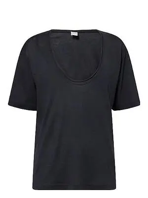 TOTEME Short-sleeve Cotton-silk Blend T-shirt - Black