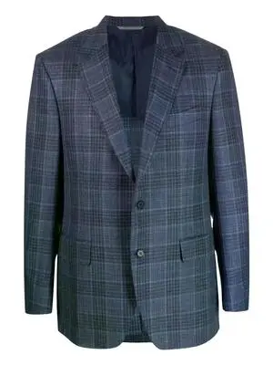 Canali Single-breasted Plaid Blazer - Blue