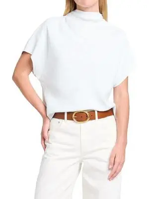 TWP Mock Neck Top - Blue Flower