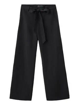 Mango Belted Straight-leg Trousers - Black