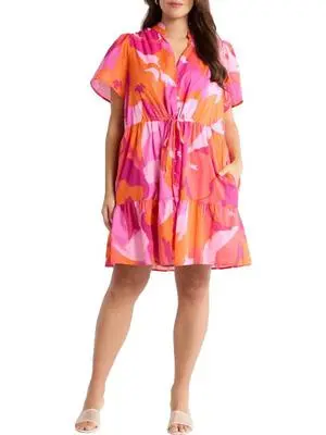 SUGARLIPS Floral Button-Up Mini Dress