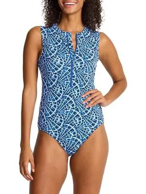 Tommy Bahama Island Cays Shell Cover One-piece Swimsuit - Indigo Tide