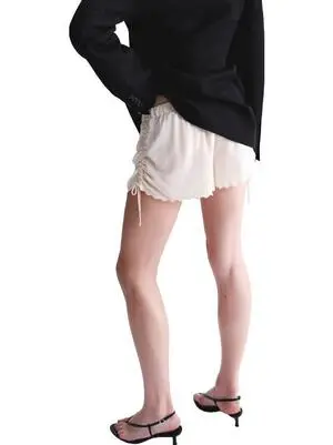 Mango Embroidered Cinched Shorts - Ecru