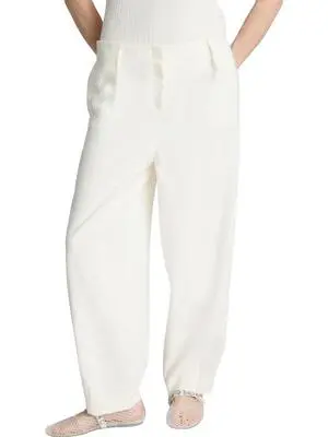 KENNETH COLE Pleated Tapered Leg Trousers - Pure White