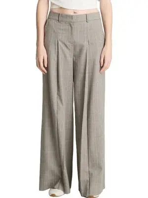 KENNETH COLE Double Pleat High-waist Wide-leg Trousers - Lake Blue Multi