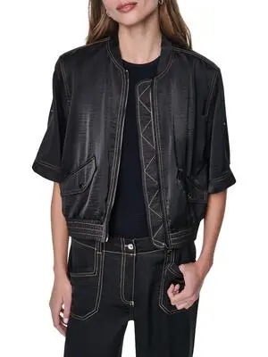Dkny Contrast Stitch Bomber Jacket - Black