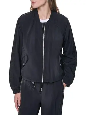 Dkny Logo Trim Nylon Bomber Jacket - Black