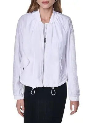 Dkny Logo Trim Nylon Bomber Jacket - White
